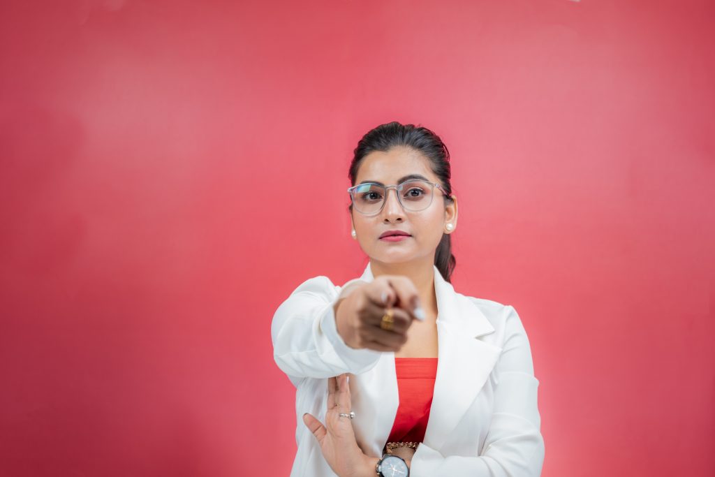 Woman pointing finger towards the camera - PixaHive