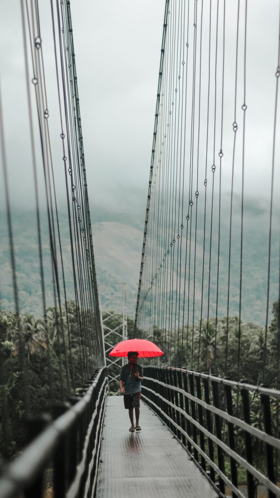 Boy walking through a Hanging Bridge - PixaHive