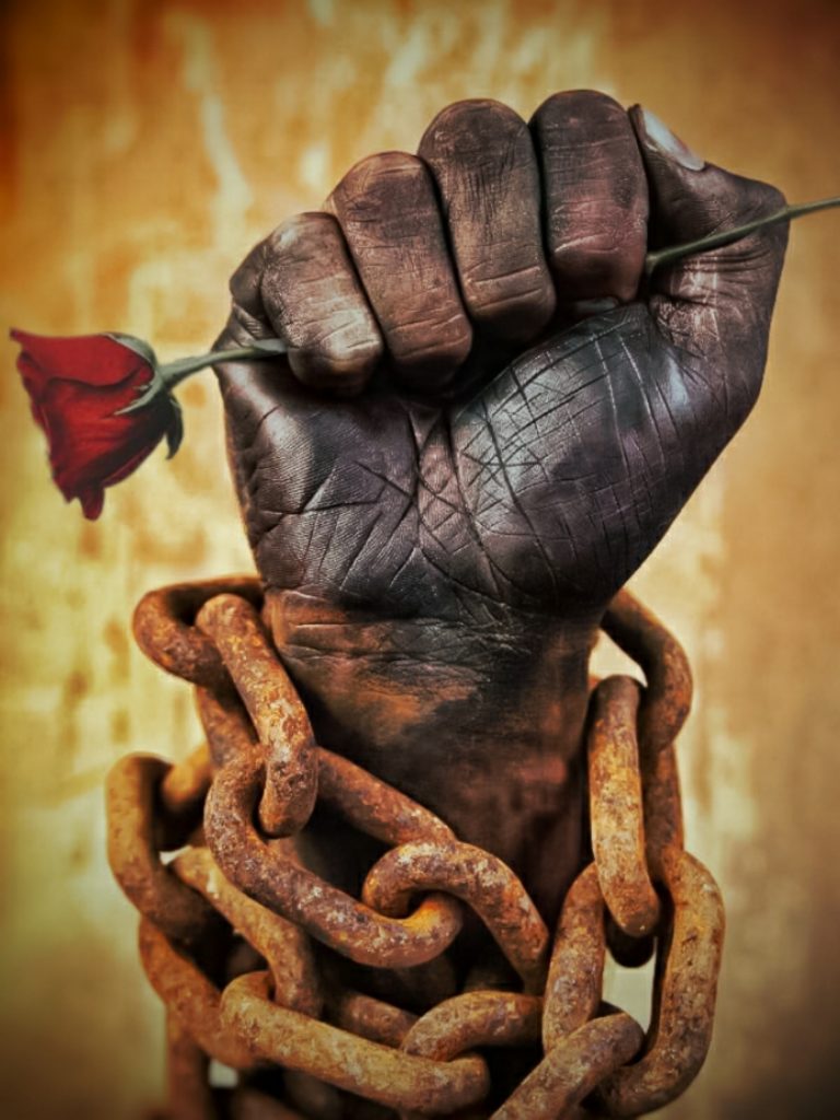 Chained hand with a rose - PixaHive