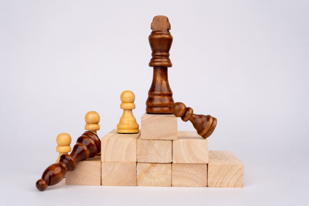 Chess pieces formation on wooden blocks - PixaHive