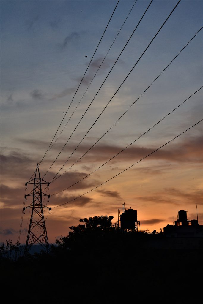 Sunset sky with silhouette of power tower - PixaHive