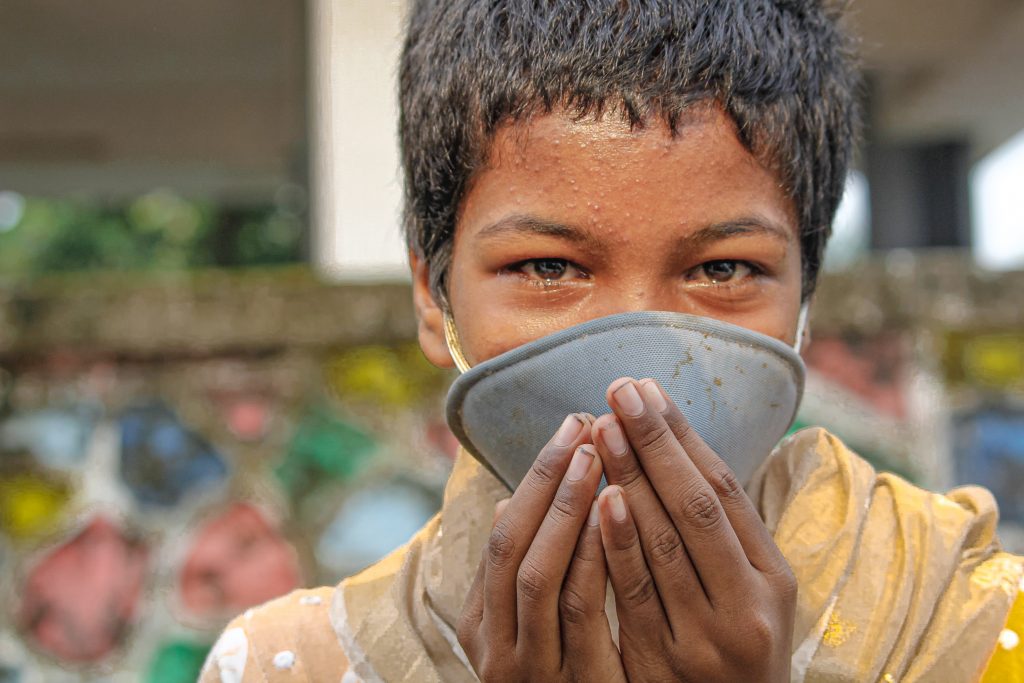 A poor girl with mask - PixaHive