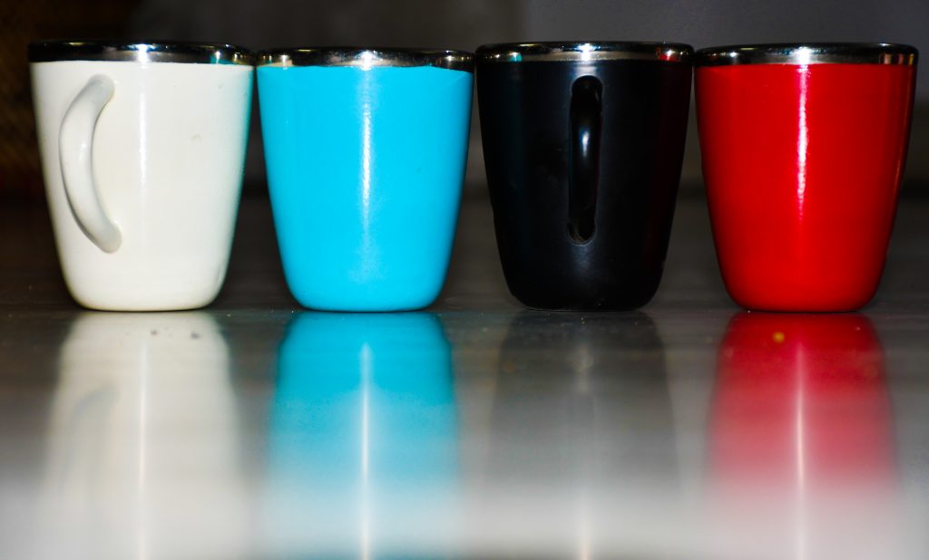 Colorful mugs and reflection - PixaHive