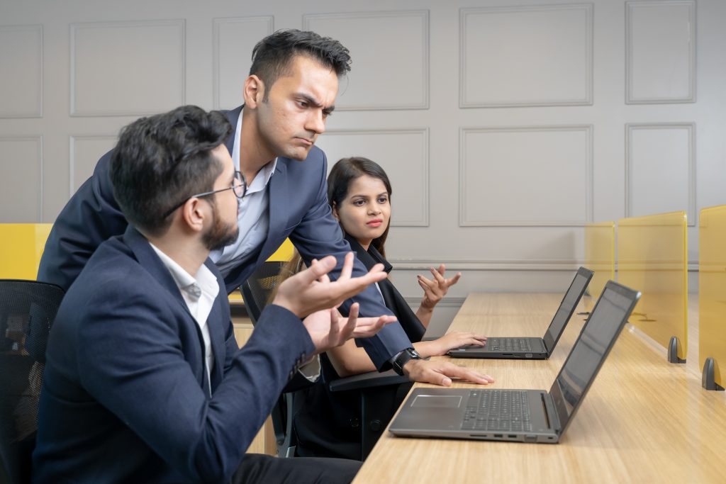 Employees trying to explain the work to manager - PixaHive Employees trying to explain the work to manager - PixaHive