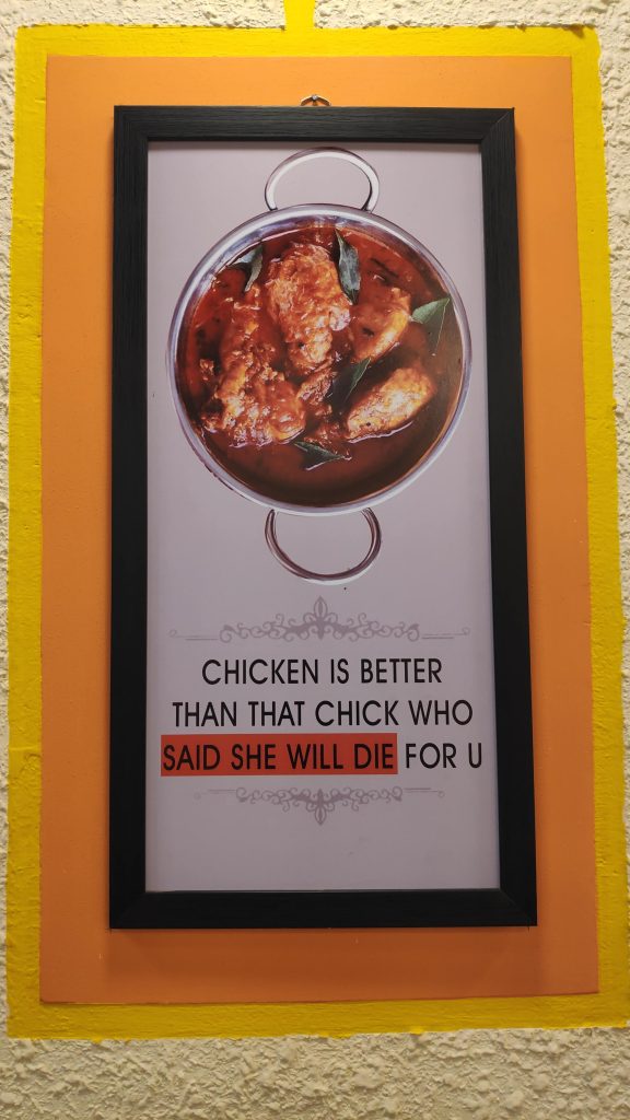 A quote written on a restaurant wall - PixaHive