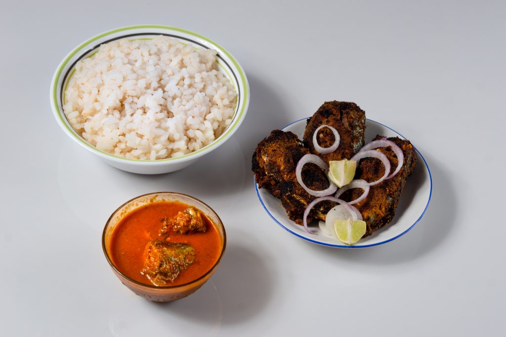 Boiled rice fish curry and fry for lunch - PixaHive
