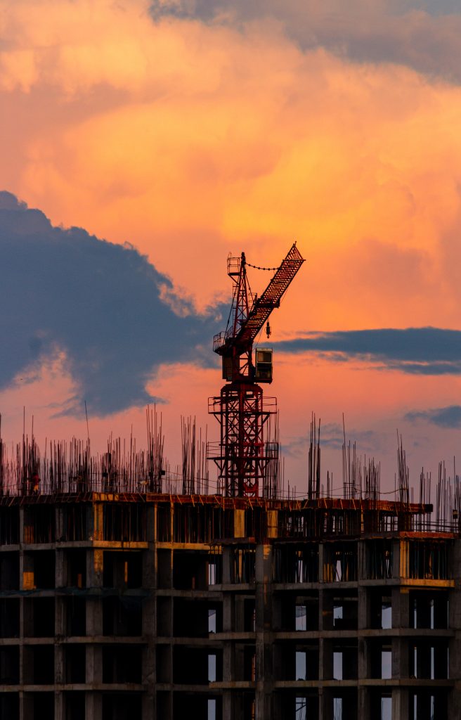 Construction site during sunset with colorful sky - PixaHive