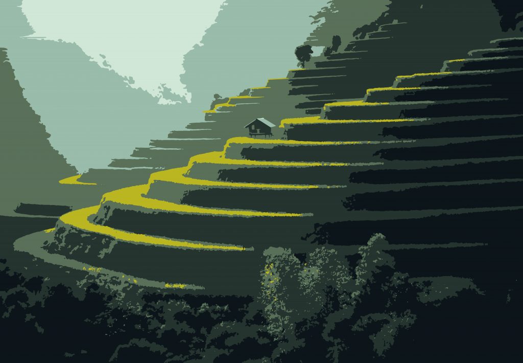 Illustration of step cultivation on mountains - PixaHive
