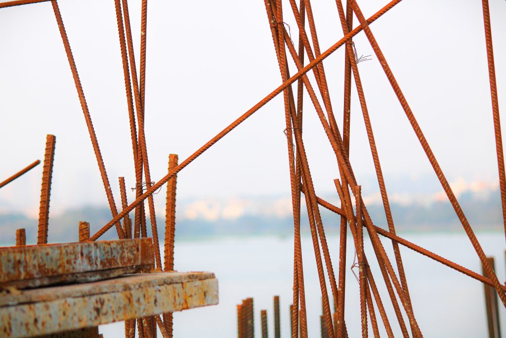 Iron rods placed at a construction site - PixaHive